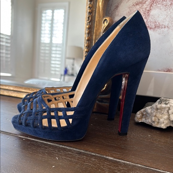 Christian Louboutin | Shoes | Authentic Christian Louboutin Navy Peep ...